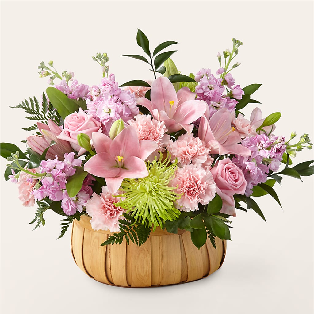 Beautiful Spirit Basket – green, pink flower arrangement | Mississauga ...